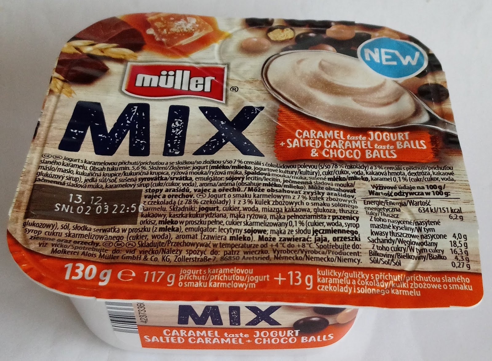 Chwile zasłodzenia: Muller Mix Jogurt o smaku karmelowym z kulkami ...
