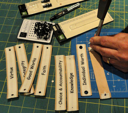 Needles 'n' Knowledge: "Act Upon These Values": Preparing Text Strips