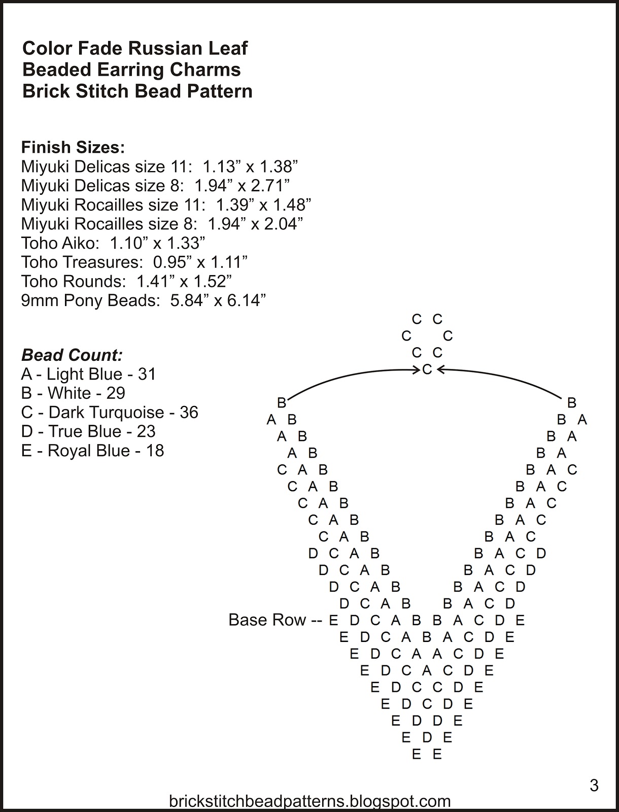 Brick Stitch Bead Patterns Journal: Free Color Fade Small Russian Leaf ...