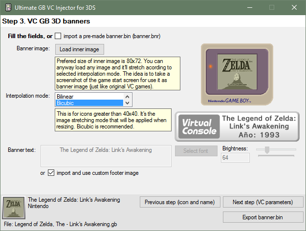 カスタムGBVC作成方法（Ultimate GB VC Injector for 3DS）