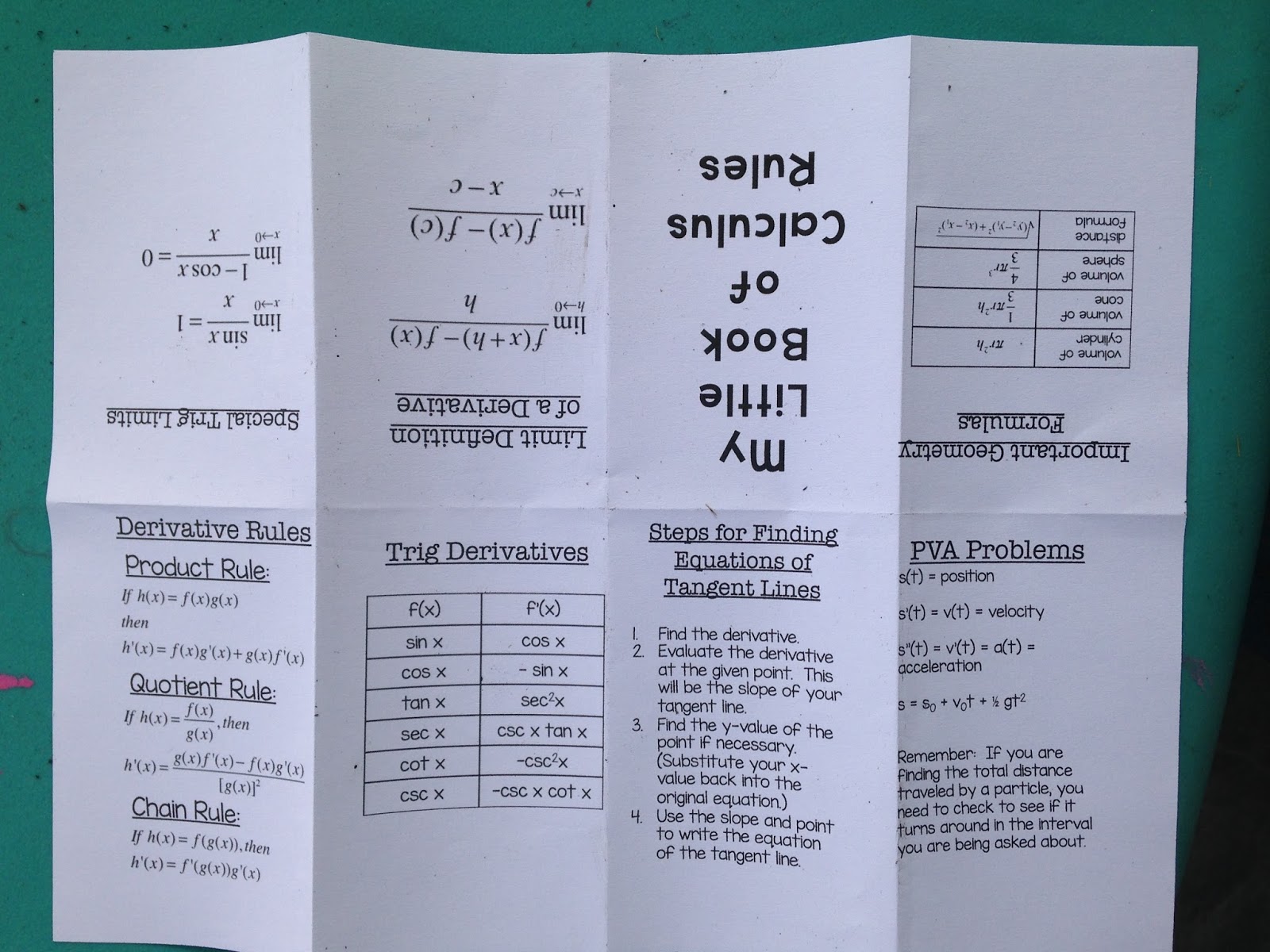 My Little Book of Calculus Rules (part one) | Teaching High School Math