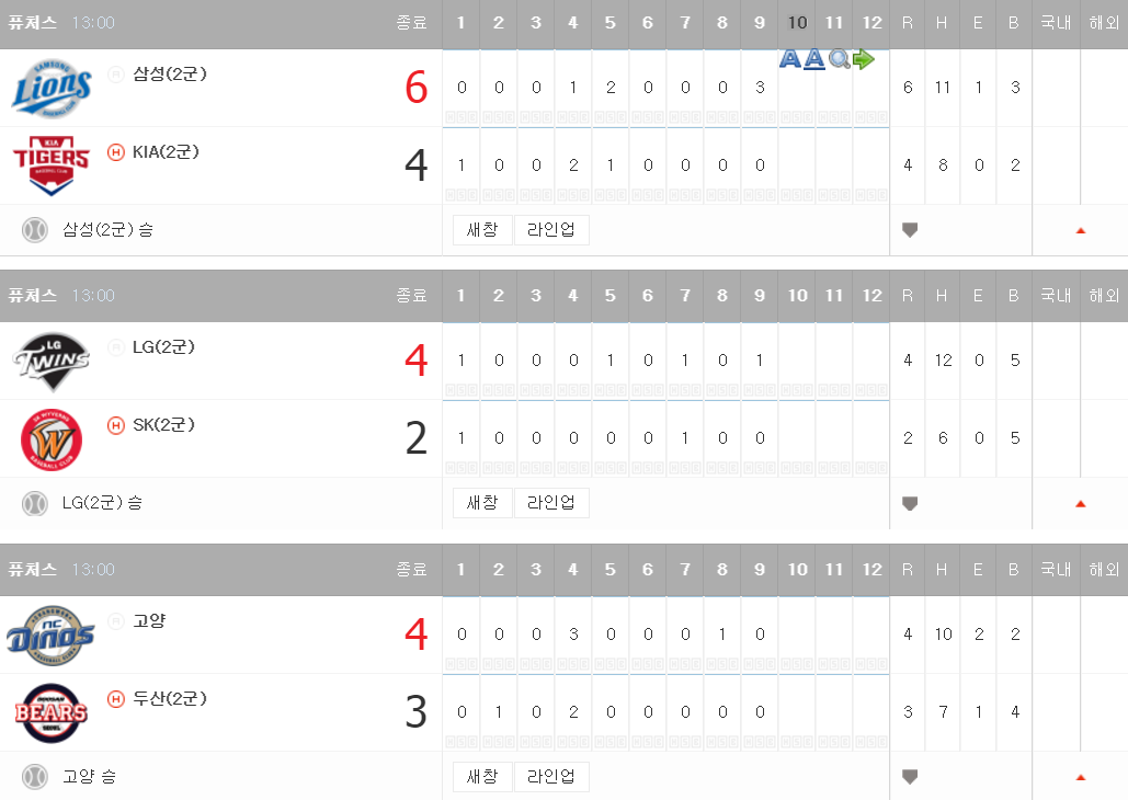 총알티비24: kbo 퓨처스리그 실시간 스코어 요기서~!!