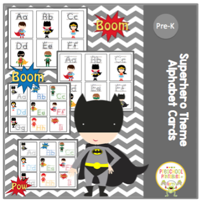 Superhero Theme Alphabet Cards ~ Preschool Printables
