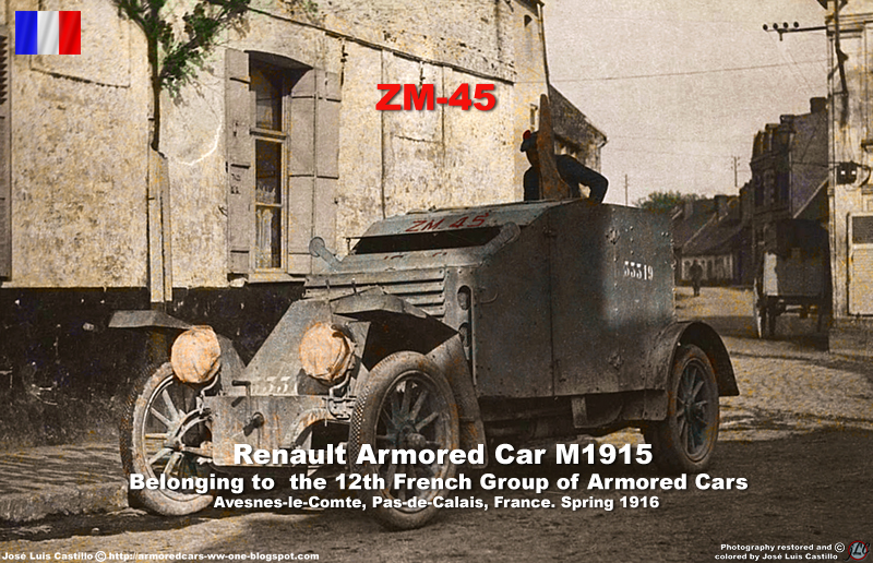 Armored Cars in the WWI: Renault Armored Car M1915. Belonging to the ...
