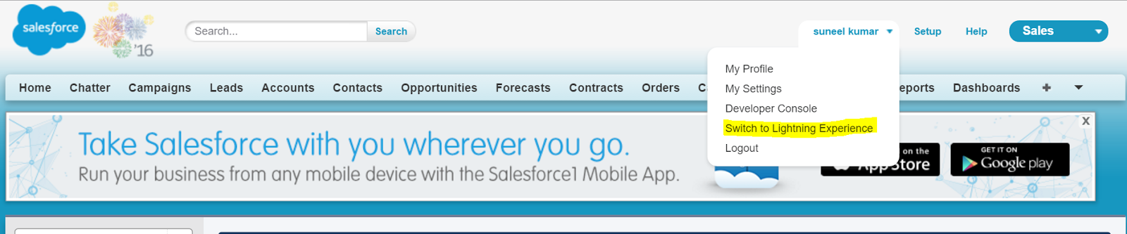 Salesforce Globe For You - Salesforce Shorts : How to switch from salesforce classic to lightning