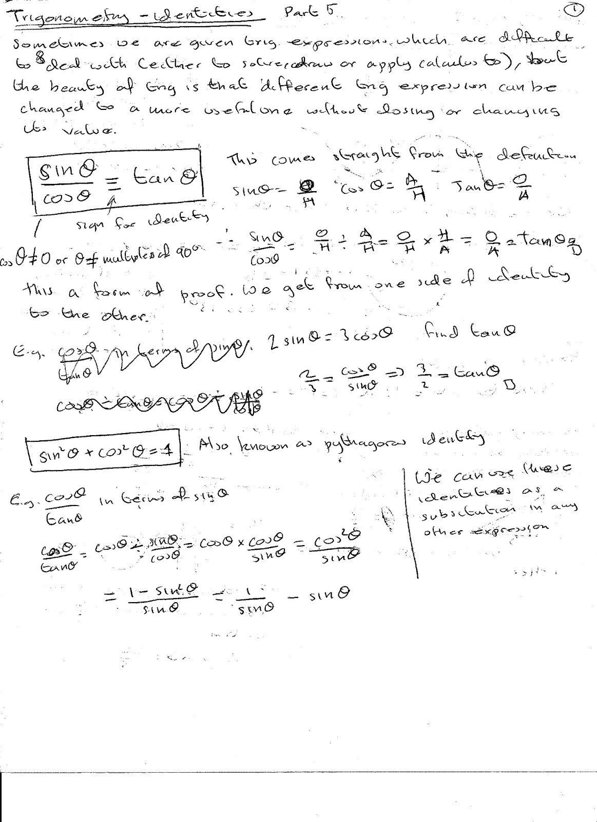 A Level Maths Notes: Trigonometry - Identities and Equations Part 2