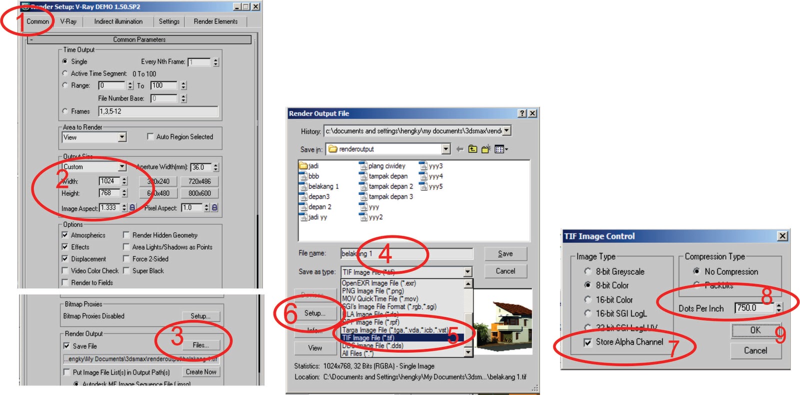 Render Save As file Tif 3d max | Oom Henk-J Lesson