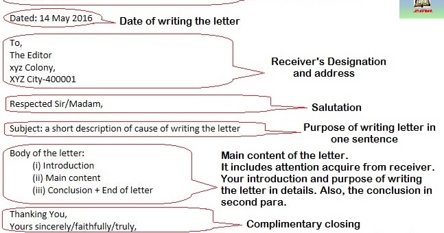Format for writing Formal Letters with example - Study Rankers