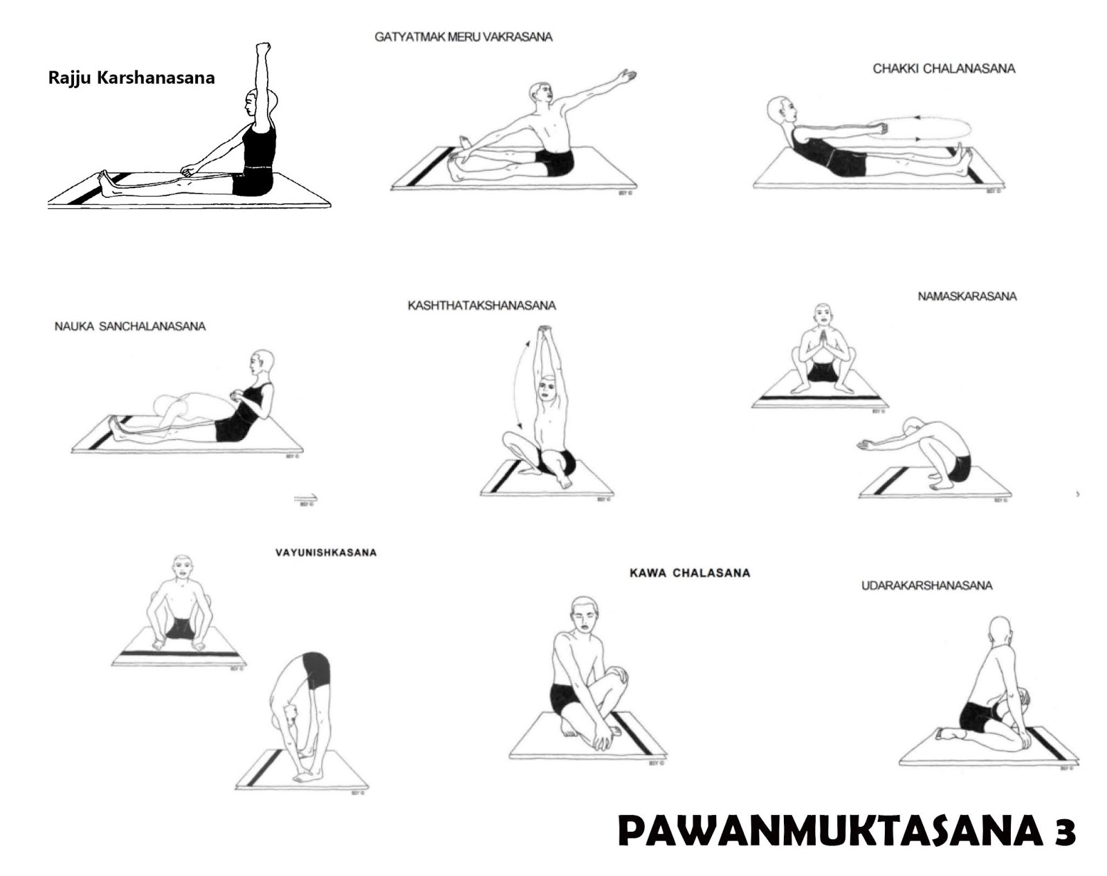 Art/Yoga Fusion: Charts for Pawanmuktasana 1,2 and 3
