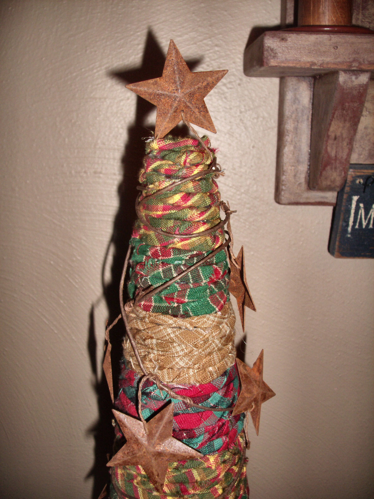 KKL Primitives Selling Blog: 18 INCH CHRISTMAS THEMED RAG TREE WITH ...