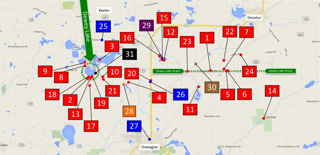 Dewey Lake Monster: SIGHTINGS MAP