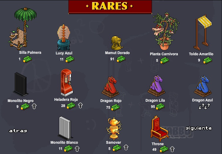 Habbo party: Catalogo de rares.