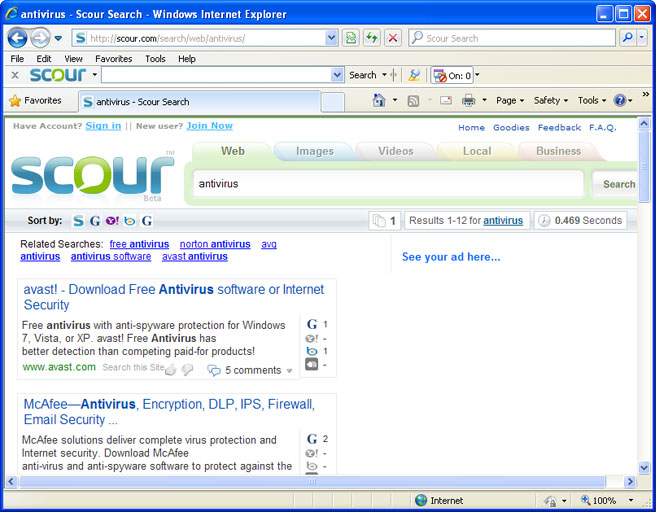 Removal of Scour as a toolbar and bad redirect habit | Spyware Removal News