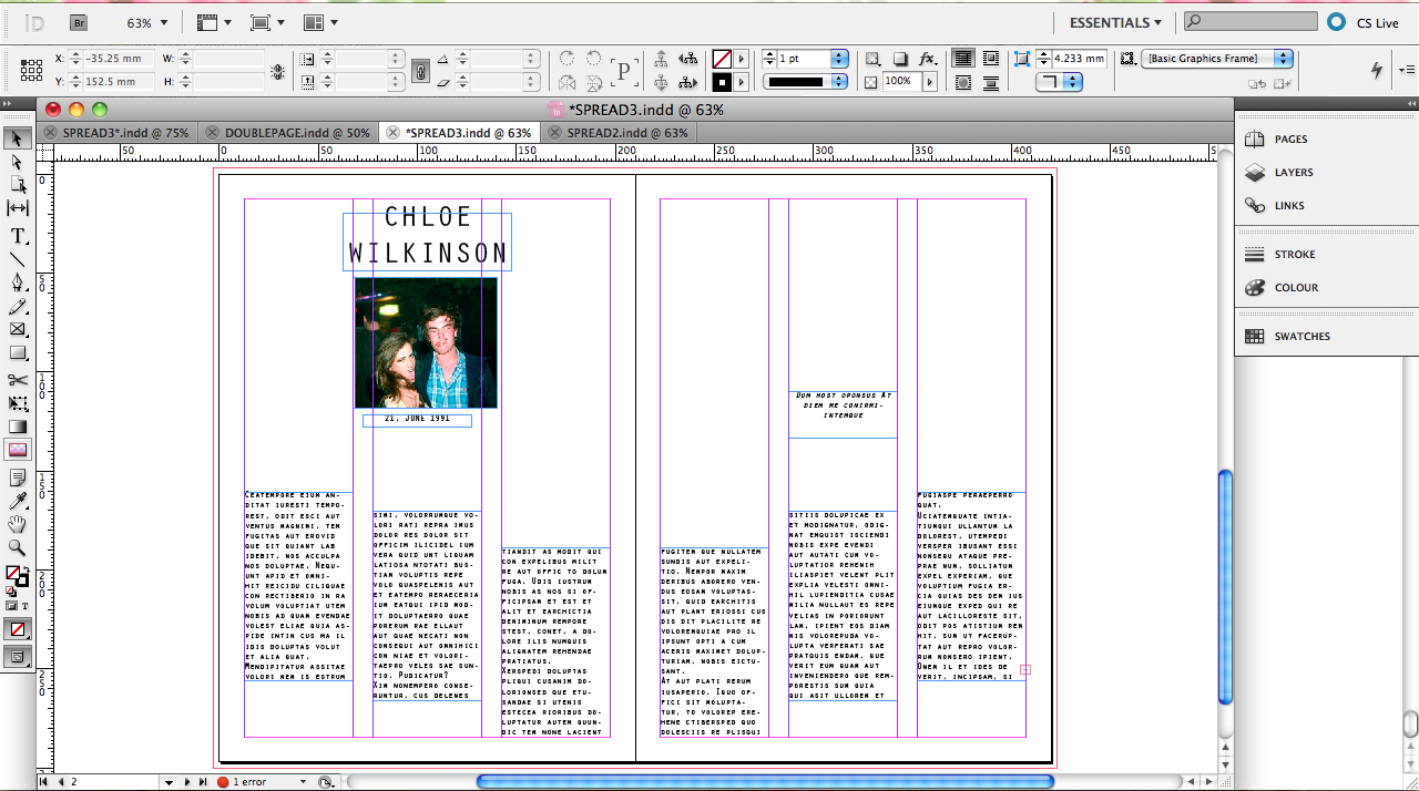 Design Practice: InDesign...Chloe Double Page Spread.