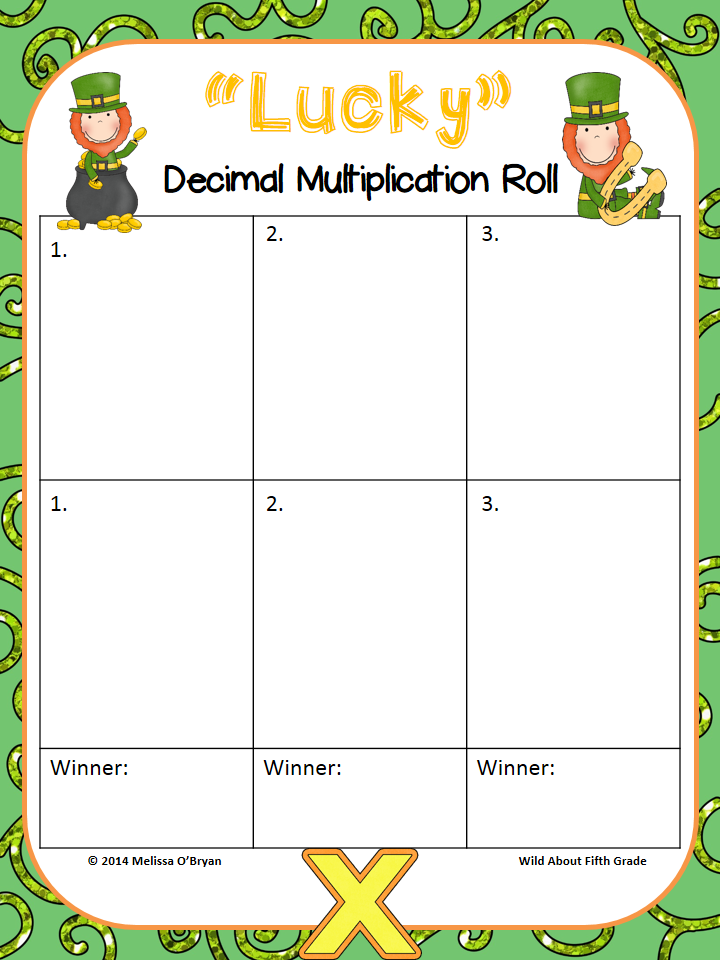 Fifth Grade Freebies: Lucky Leprechaun St. Patrick's Day Decimal ...