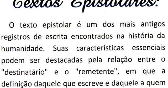 TIPOLOGIAS TEXTUAIS / TEXTOS EPISTOLARES. ~ Atividades Escolares