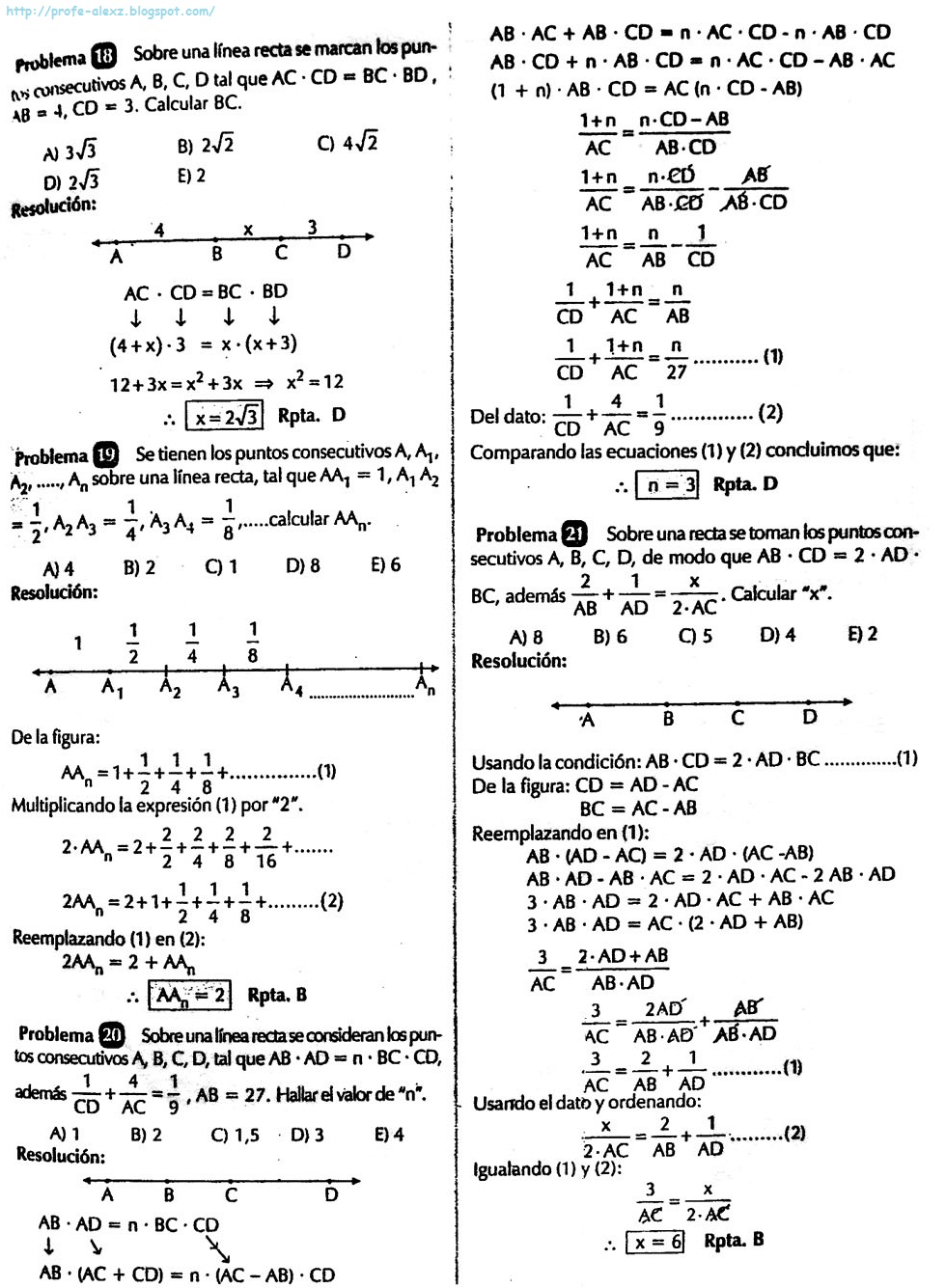 Operaciones con Segmentos de Recta - Ejercicios Resueltos - Geometría ...