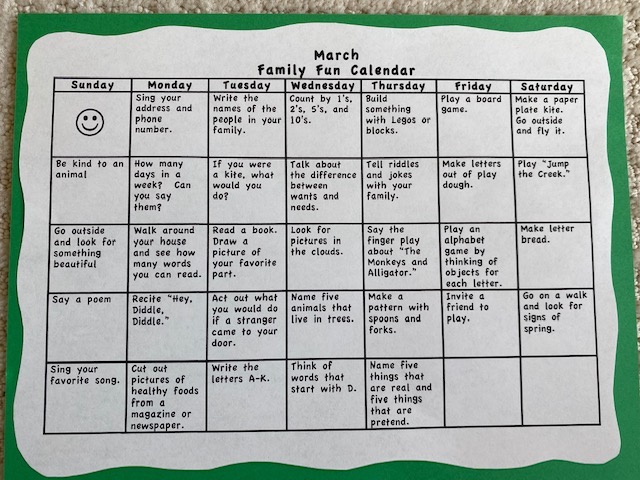 FAMILY ACTIVITY CALENDARS - Dr. Jean & Friends Blog