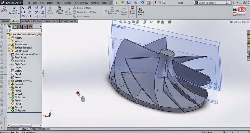 How to create a simple Modeling Turbine Rotor in Solidworks Tutorial ...