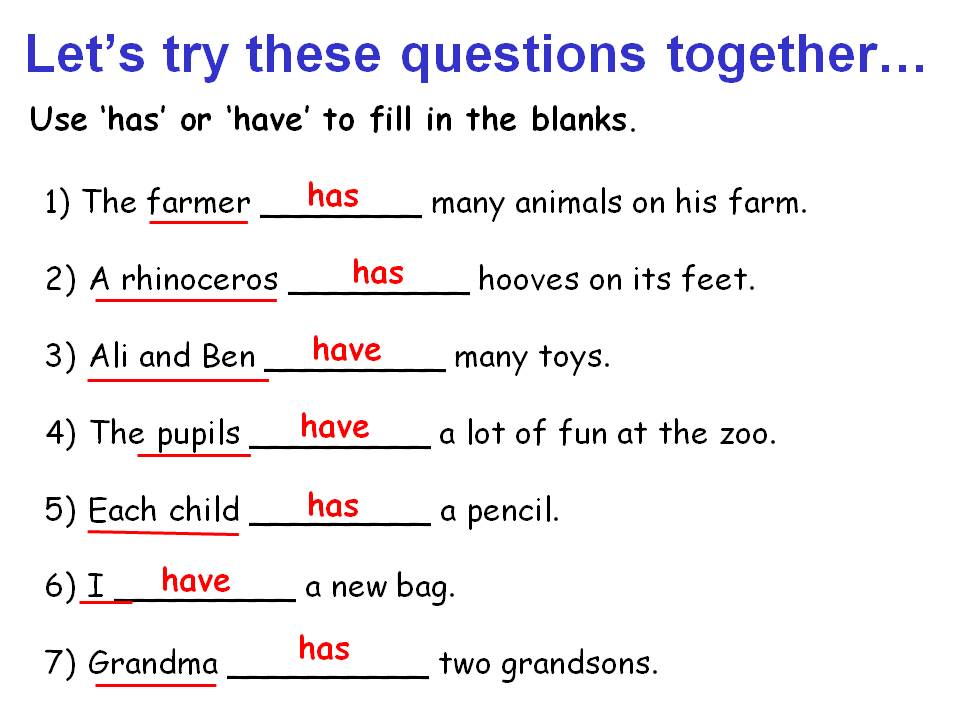 P2A Class Blog: 'Has' and 'Have' PowerPoint Slides