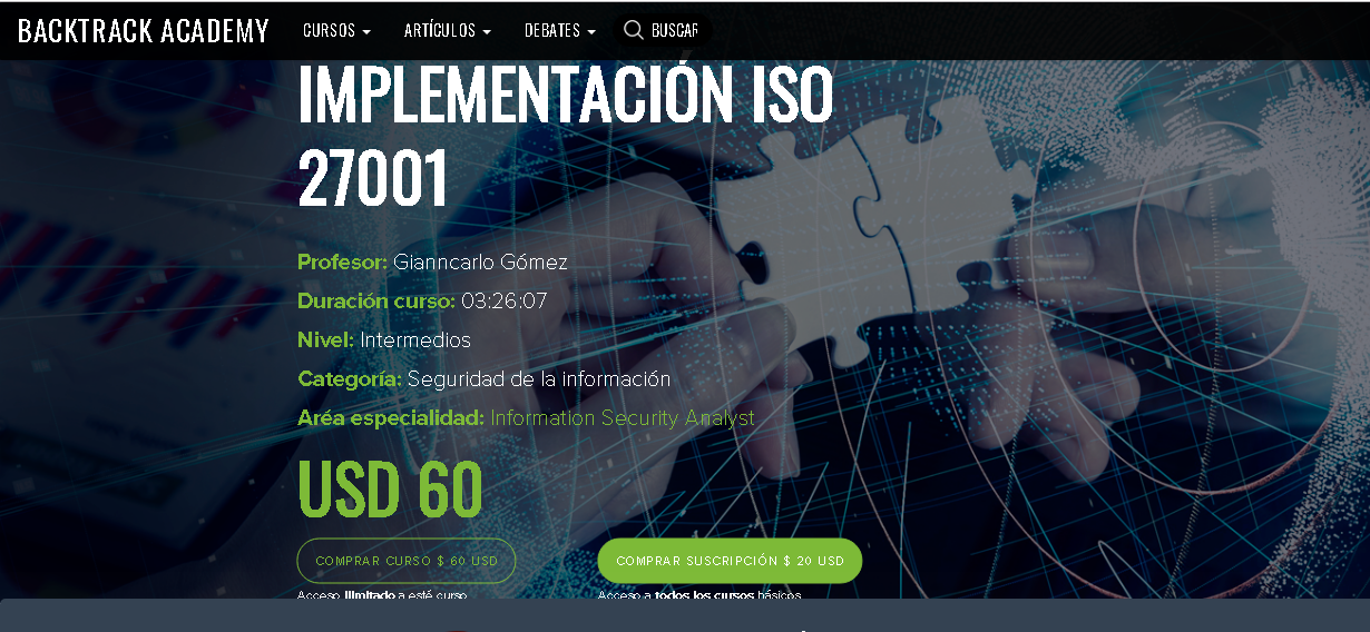 Cursos - Implementación ISO 27001 backtrack academy | Sovos