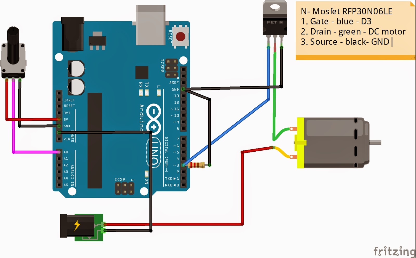 iPalk: 'Ελεγχος ανεμιστήρα με Arduino και Mosfet