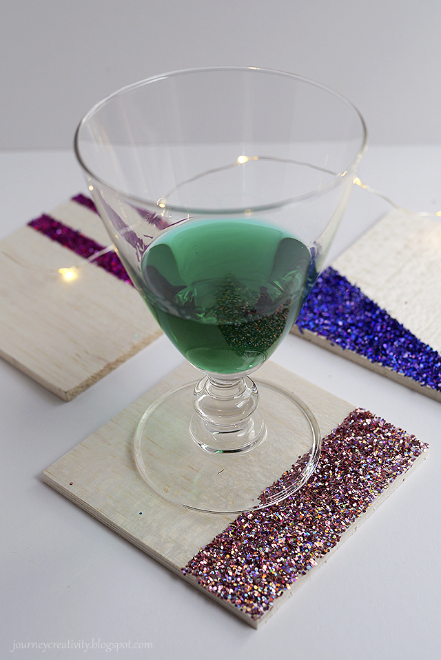 Balsa glitter coasters - Journey into Creativity