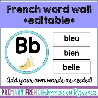 French word wall file - editable! - Primary French Immersion Resources