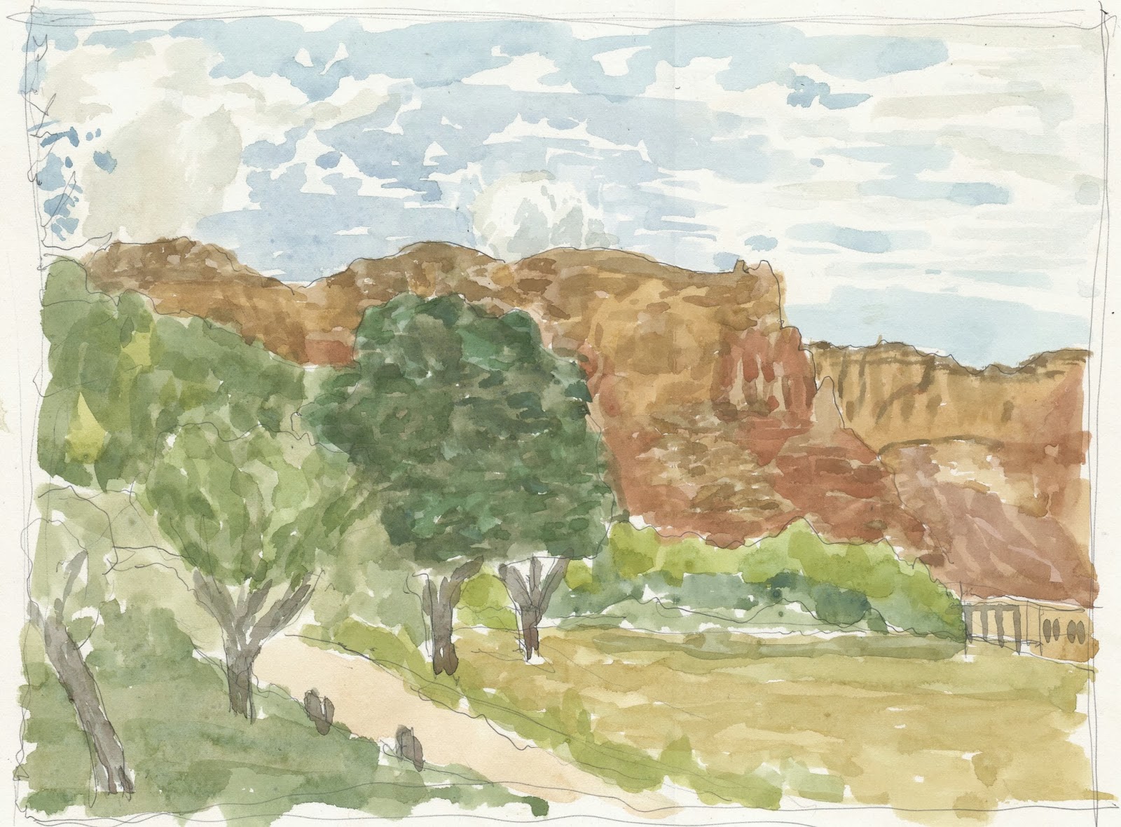 jane sloss, watercolor paintings: Painting at Ghost Ranch