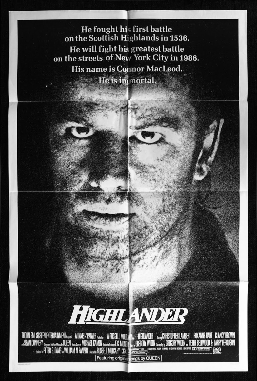 The Dork Review: Highlander (1986) Original Posters, Trailers, and TV Spot!