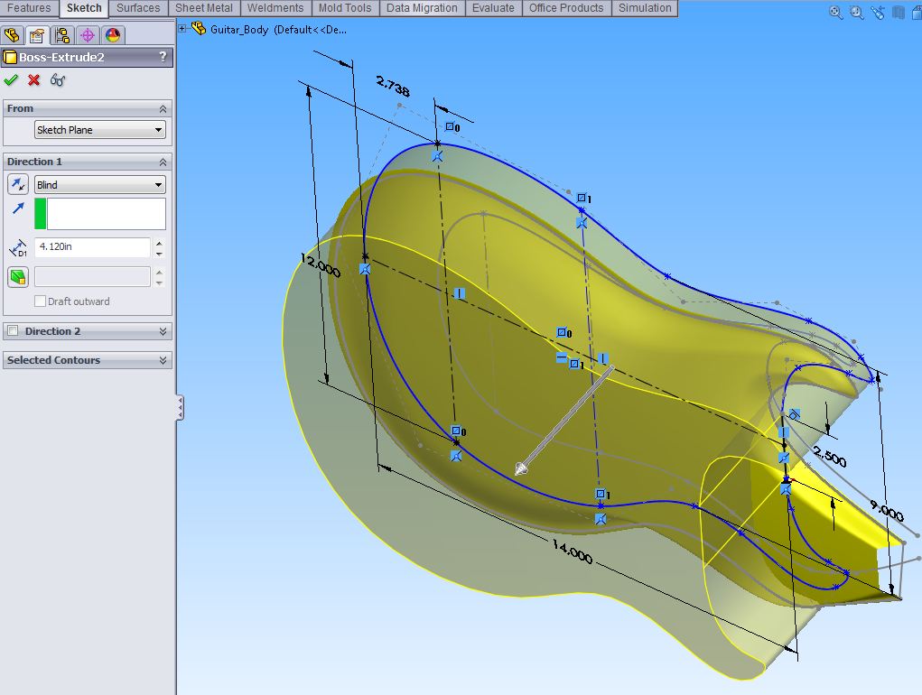 Kitab Sakti SolidWorks: Cut with surface dan extrude up to surface