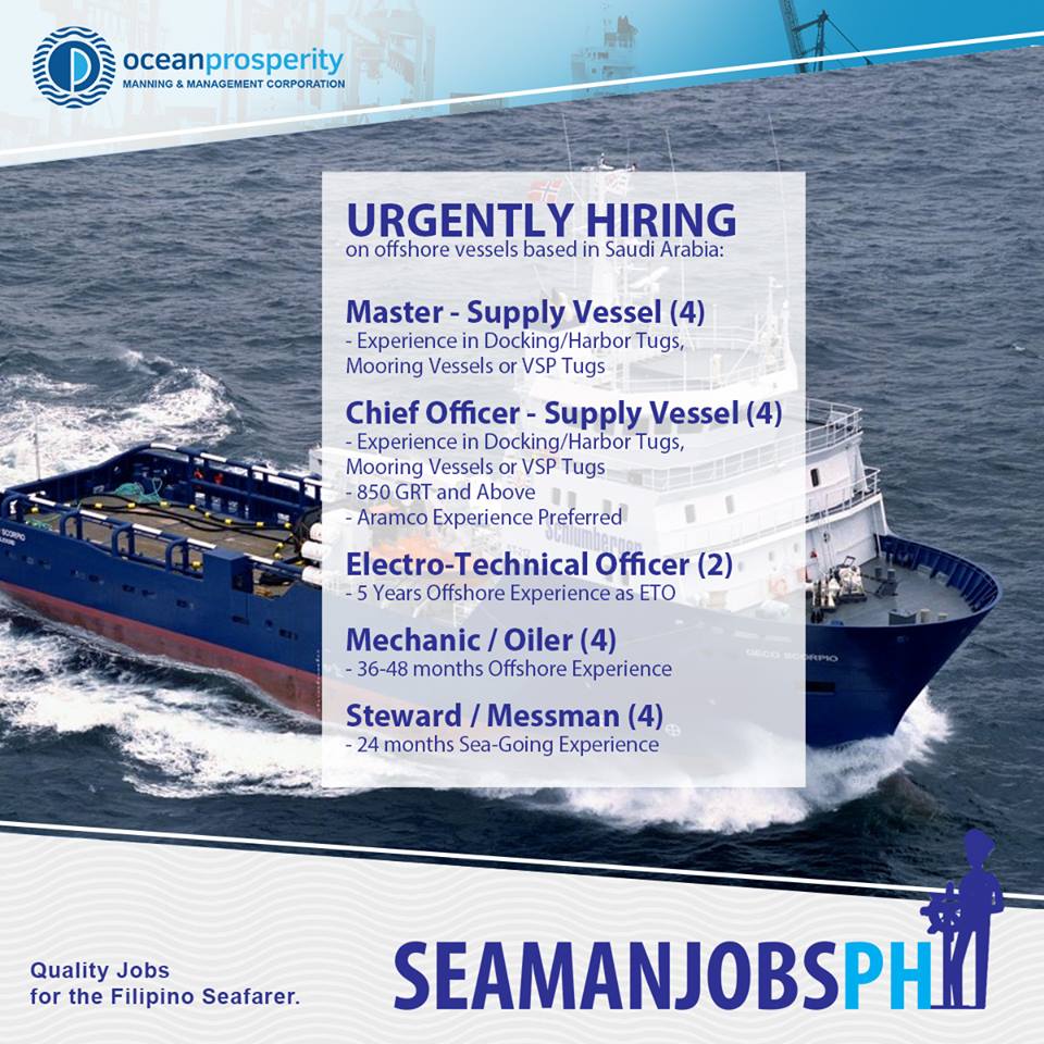 (4)Messman, (4)Oiler, (2)Electrician, (4)Chief Officer, (4)Master For ...