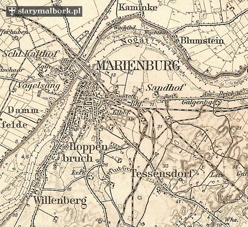 Stary Malbork: Malbork - mapa z 1912 roku