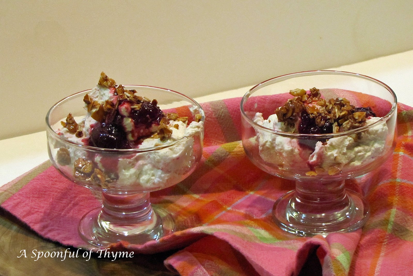 Cherry Brown Sugar Fool with Honeyed Almonds