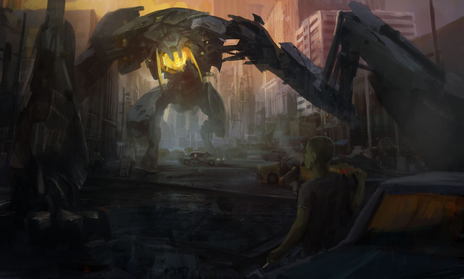 Art by Dennis Bjork: Step by step giant robot of doom