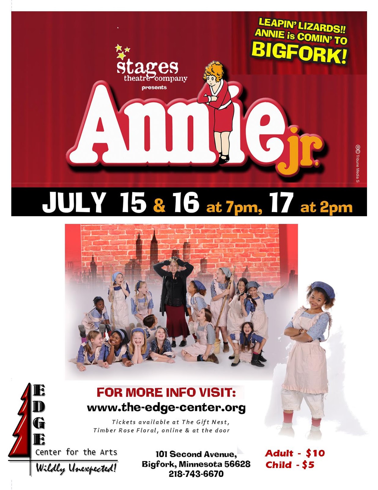Edge Center for the Arts: “Annie Jr.” in Bigfork Musical Live on Stage ...