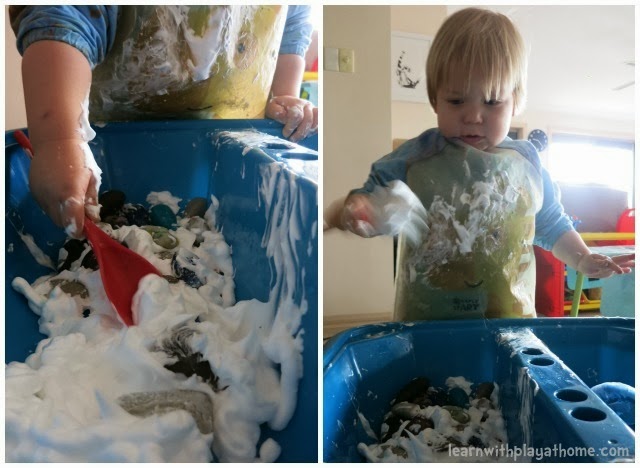 Learn with Play at Home: Clean the Rocks. Toddler Sensory Play