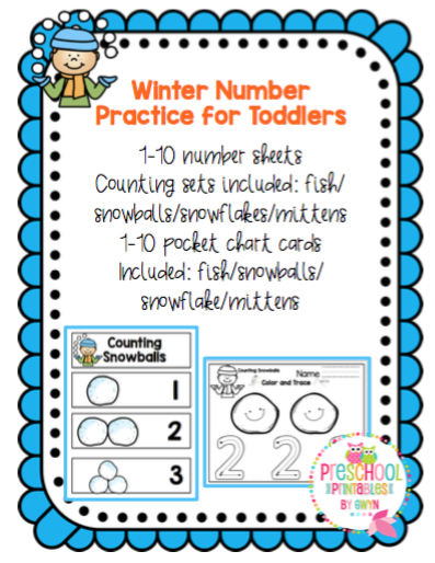 Winter Number Practice for Toddlers ~ Preschool Printables