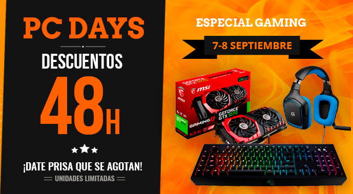 Mejores ofertas de la promo "PC Days Gaming" de PCComponentes