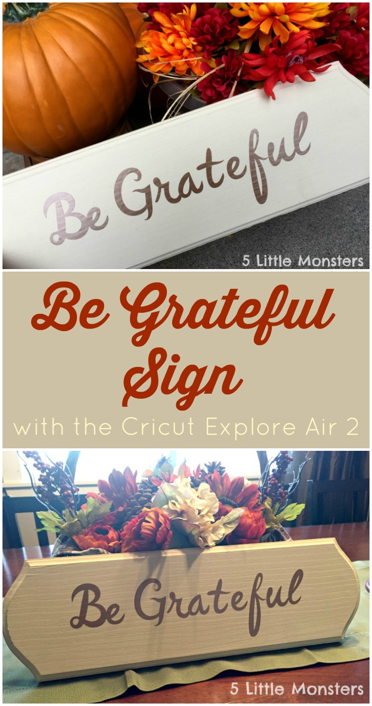 5 Little Monsters: Be Grateful Sign for Thanksgiving