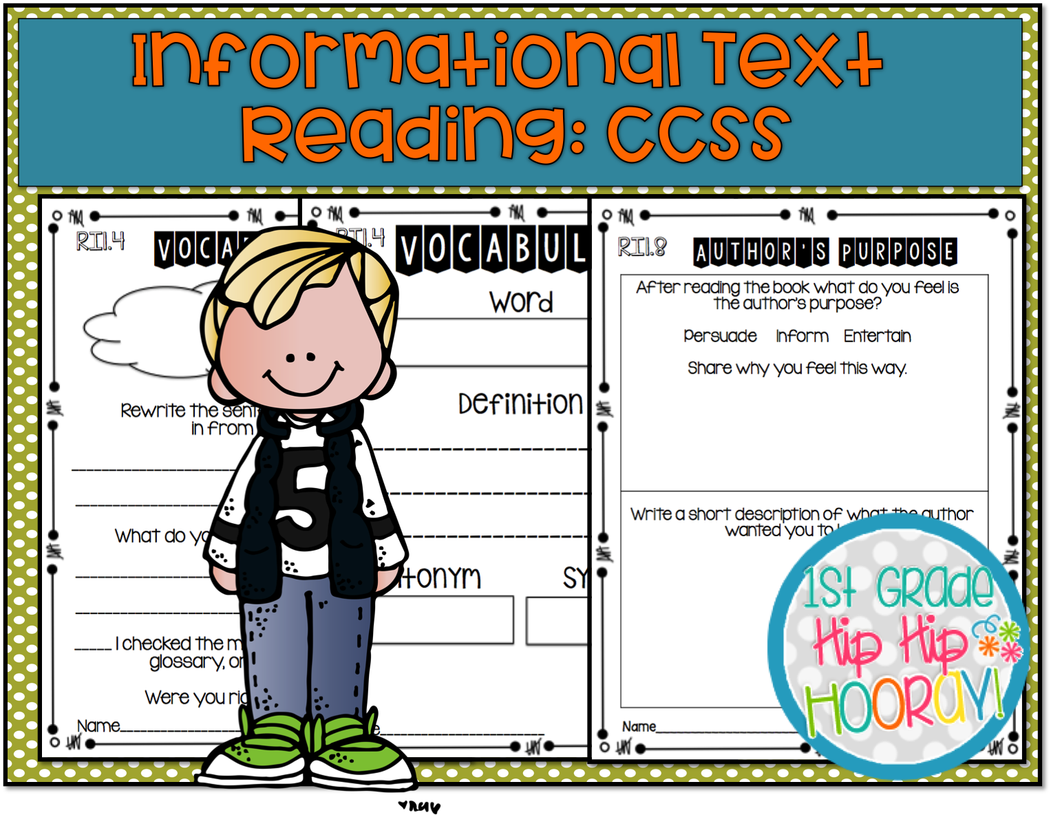 1st Grade Hip Hip Hooray!: Reading: Informational Text Assessment ...