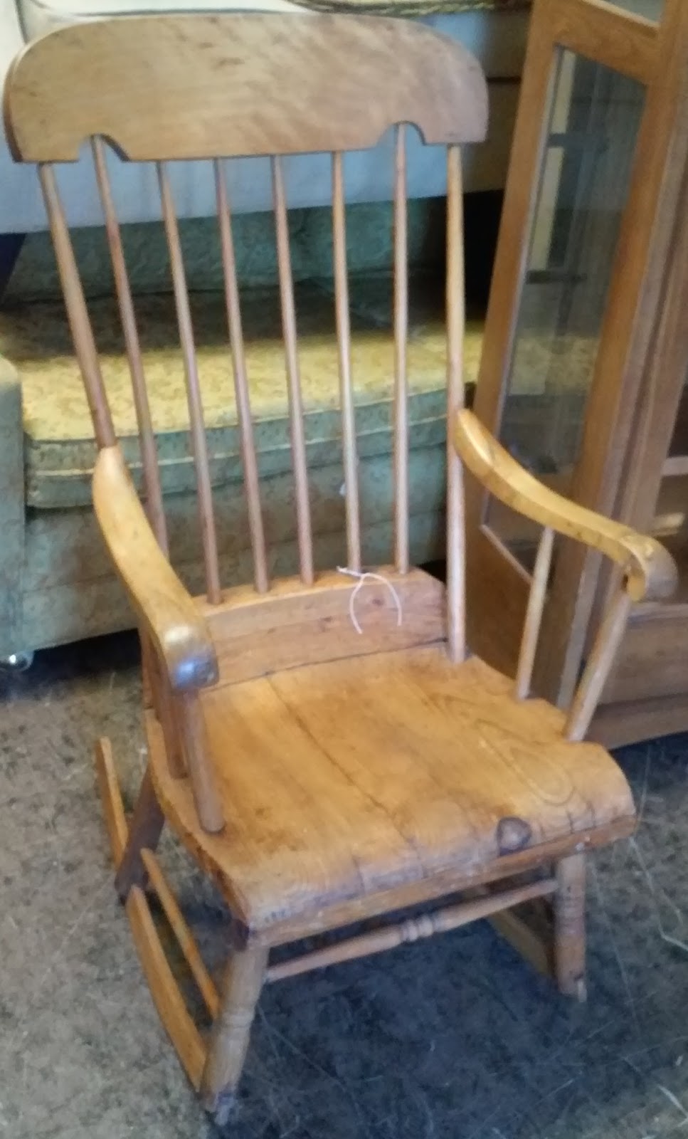 UHURU FURNITURE & COLLECTIBLES: SOLD **REDUCED** Antique Pine Rocker - $40