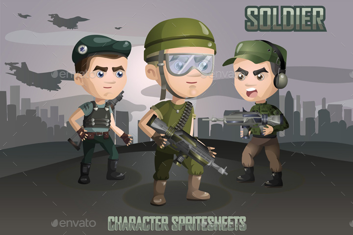 reskin free: 2D Game Soldiers Character Sprites Sheets