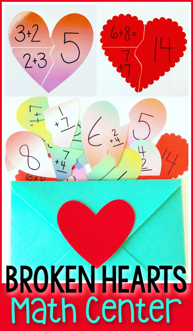 Broken Hearts Math Activity and FREE Recording Sheet | TheHappyTeacher