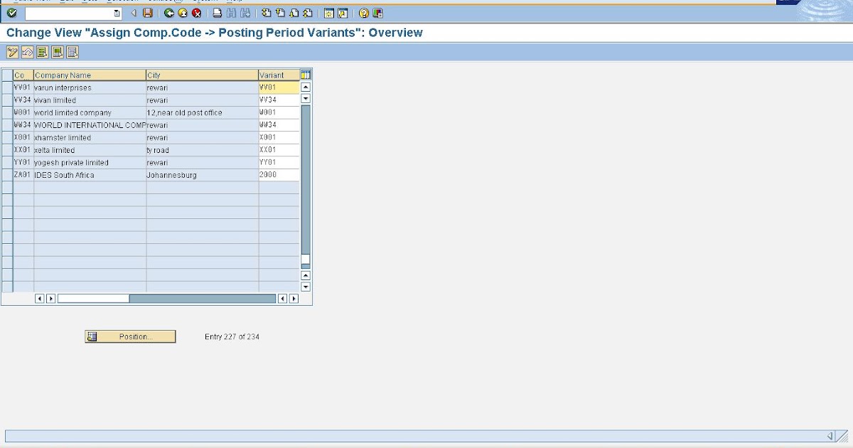 How to assign company code to posting period variant