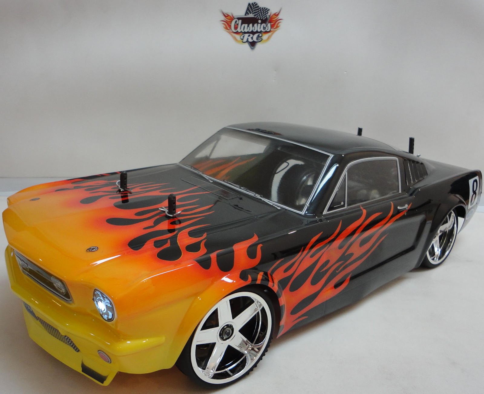 Classics RC Automodelismo: MUSTANG PRETO COM FLAMES COM KIT LED ...