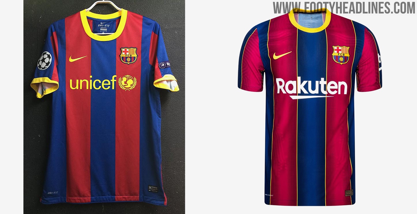 FC Barcelona 20-21 vs 10-11 Home Kit - 10 Years Champions League Title ...