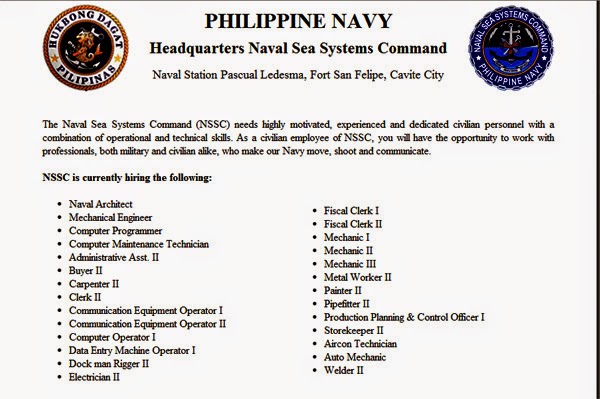 Now Hiring - Philippine Naval Sea System Command