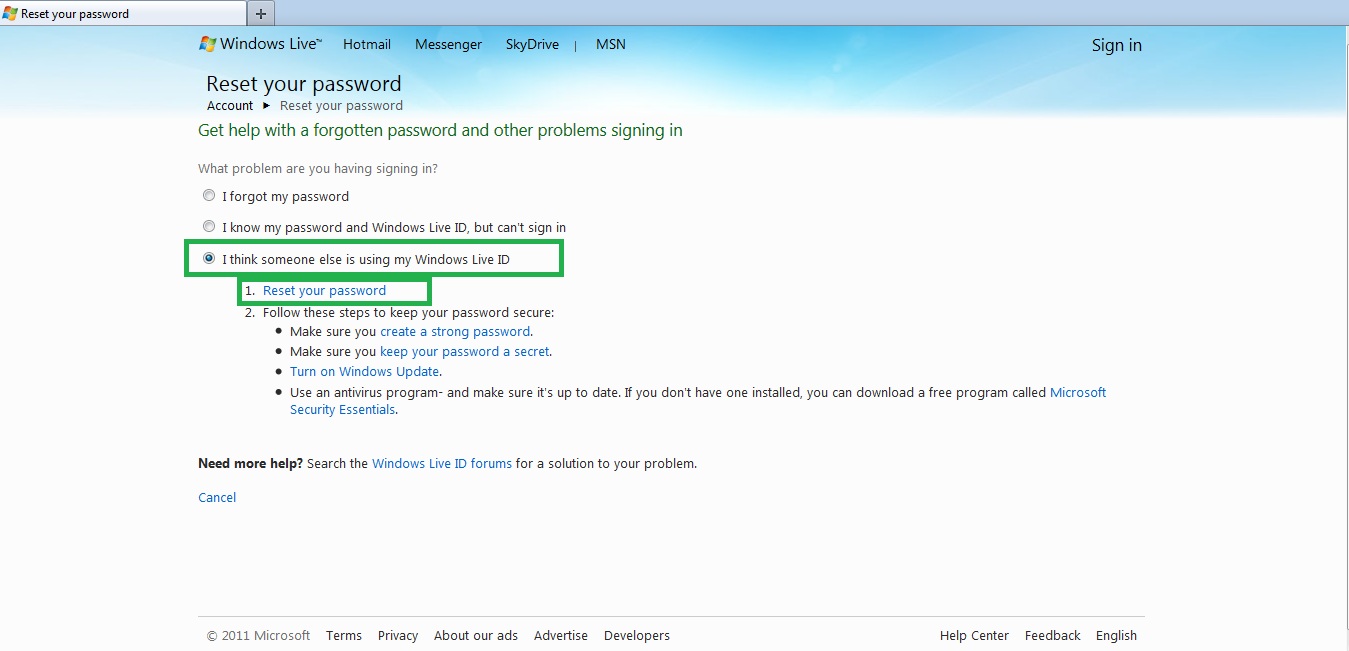 Unable to open my hotmail account