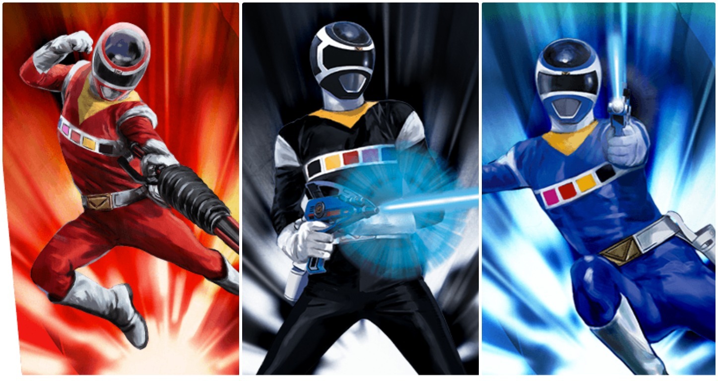 Os Rangers e os Zords de “Power Rangers in Space”
